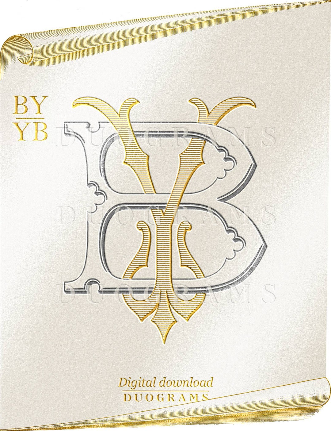 Vintage Monogram Logo Design BY YB Digital Download B Y + 2 Free ...