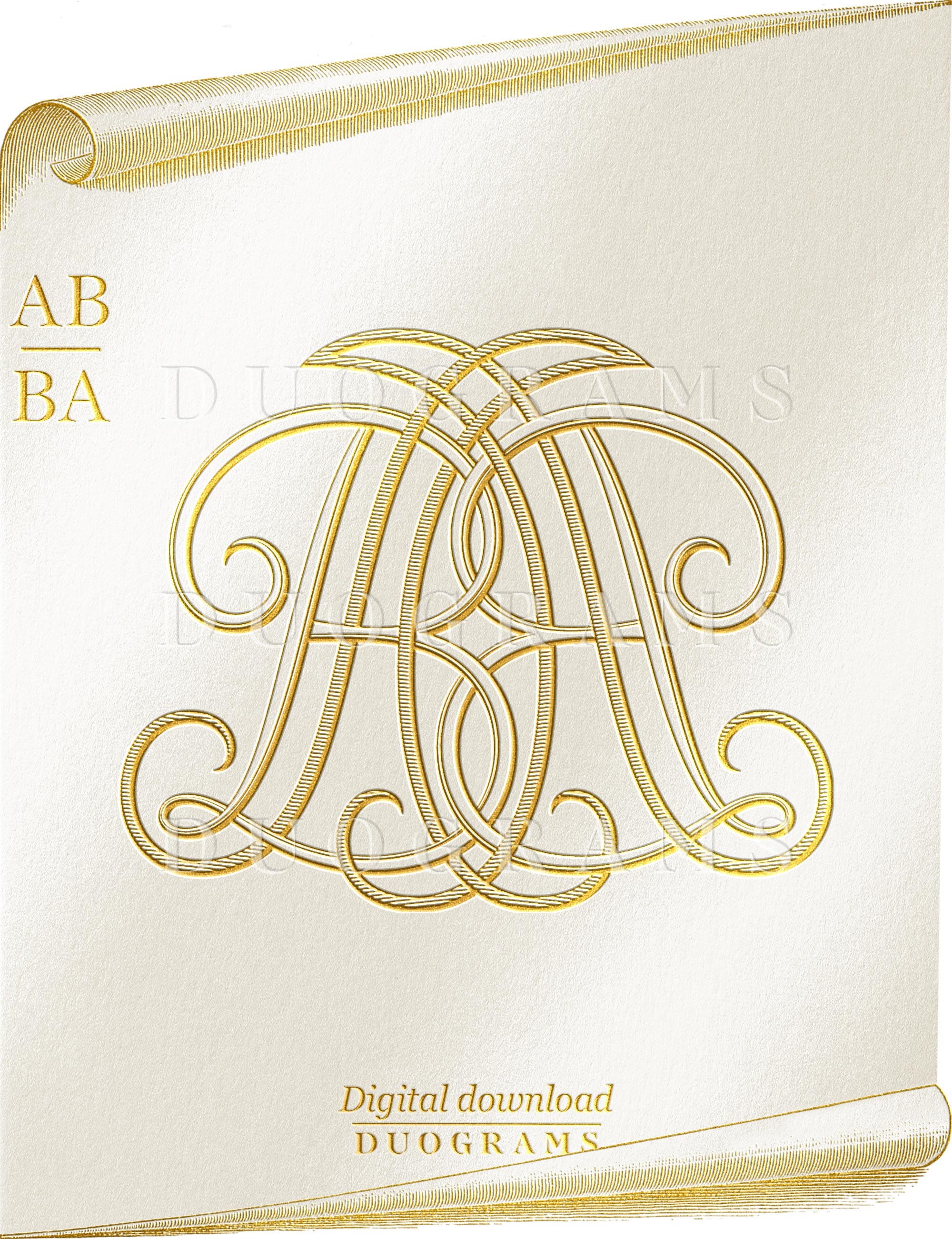 Wedding Monogram Logo Design AB BA Monogram Wreath SVG Digital Download ...