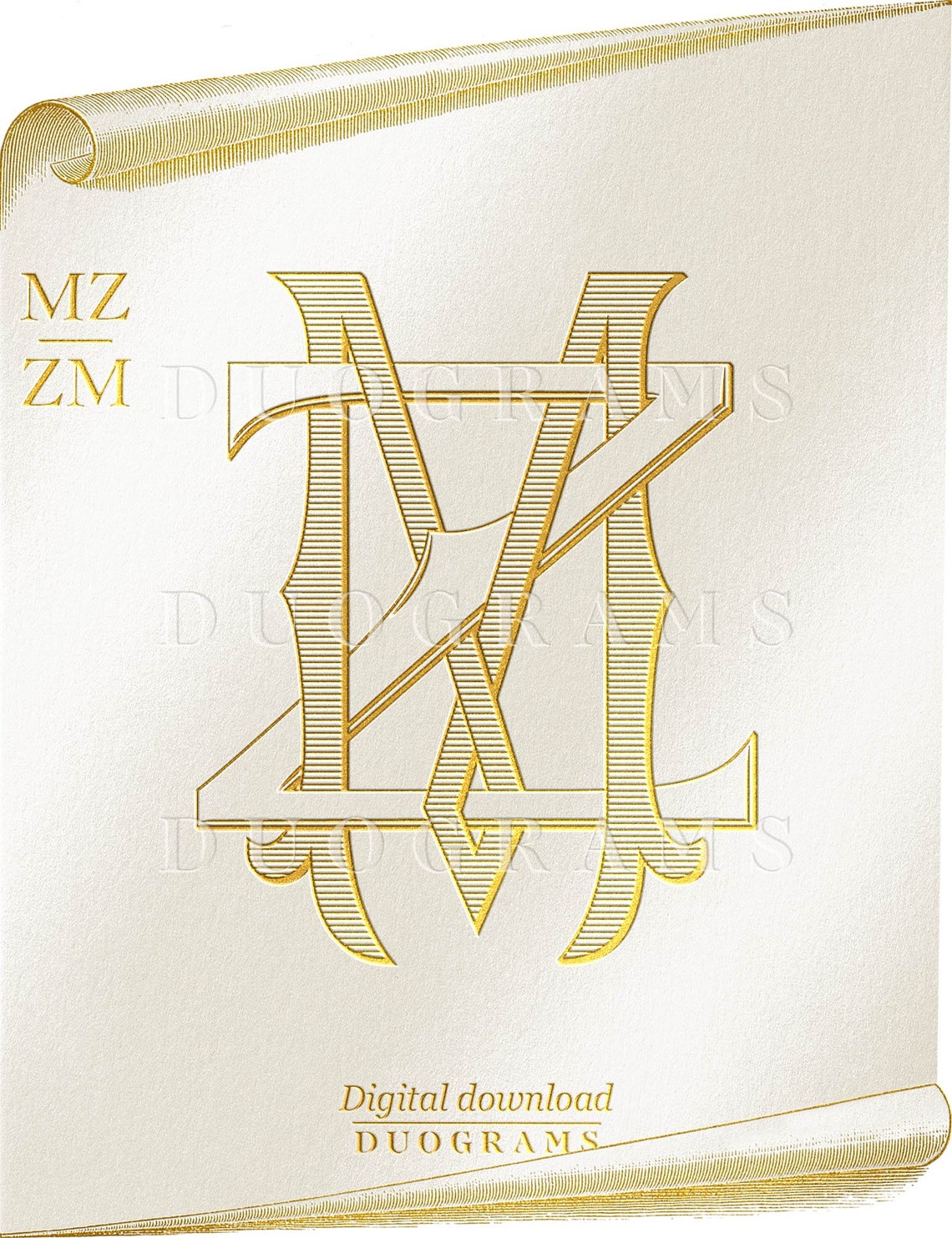 MZ ZM Wedding Monogram Logo Design M Z Two Letter Monogram Initials + 2 ...