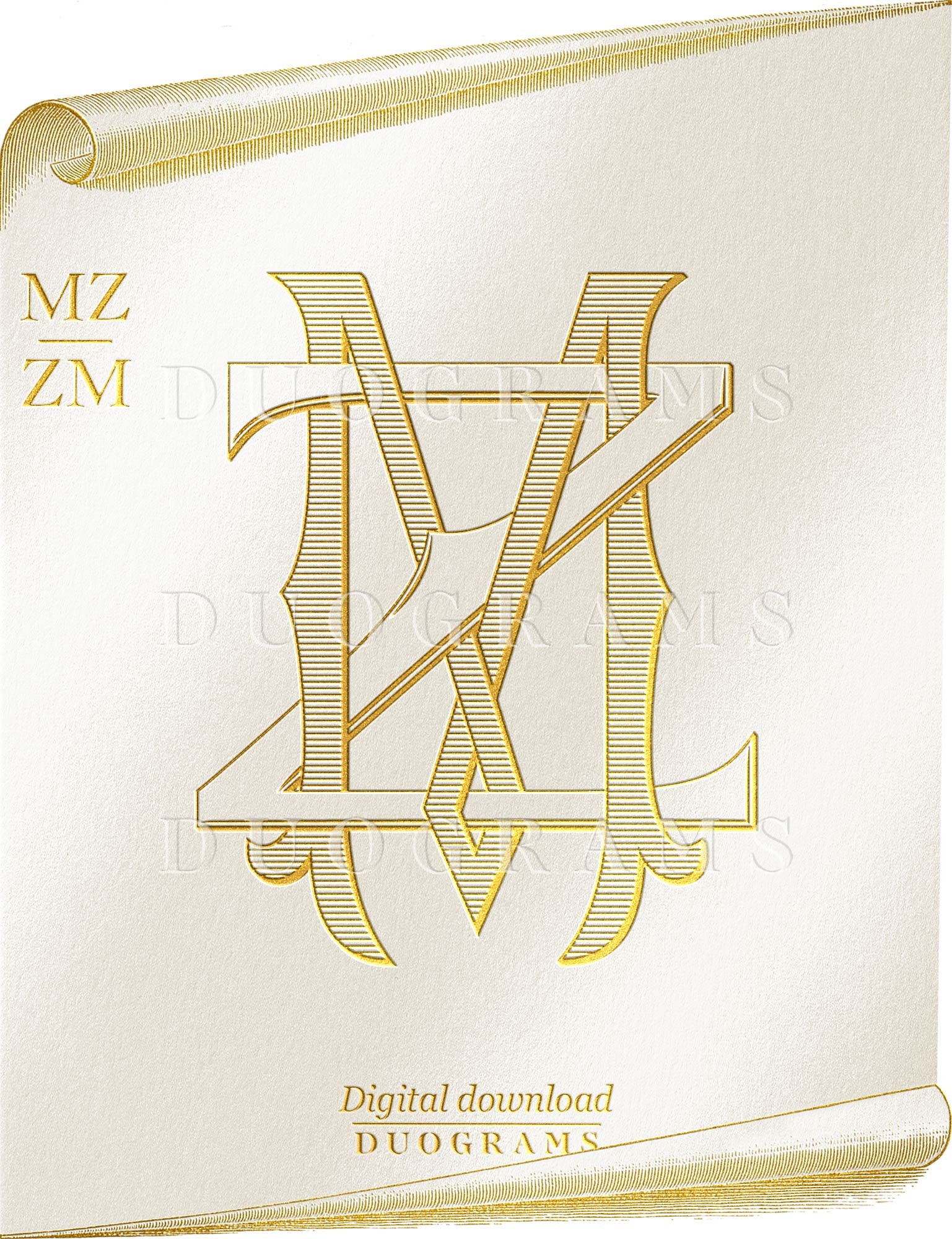 MZ ZM Wedding Monogram Logo Design M Z Two Letter Monogram Initials + 2 ...