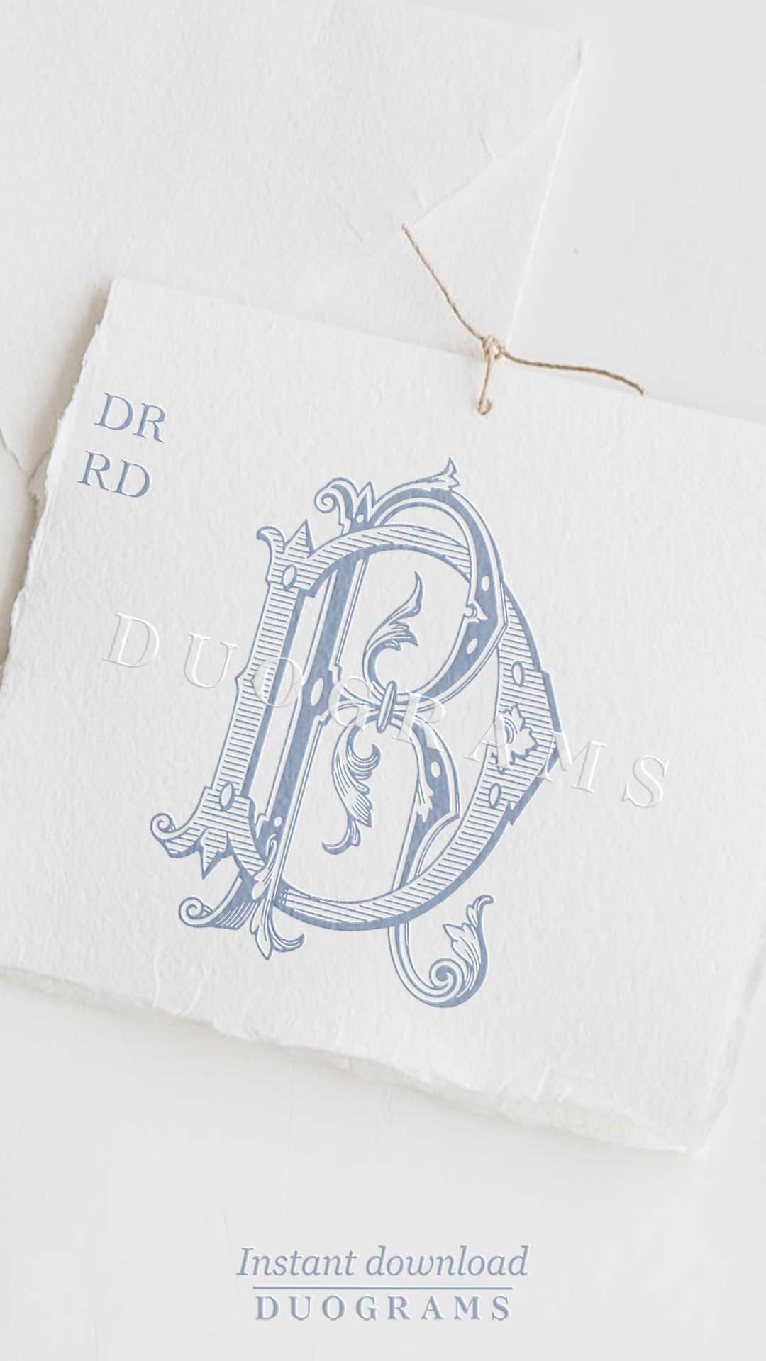 Interlocking Monogram Wedding DR or RD Vintage Monogram Logo Design D R ...