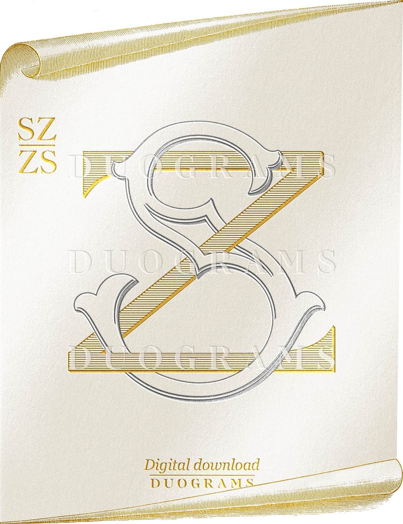 SZ ZS Wedding Monogram Logo Design SVG 2-letter Monogram S Z Digital ...