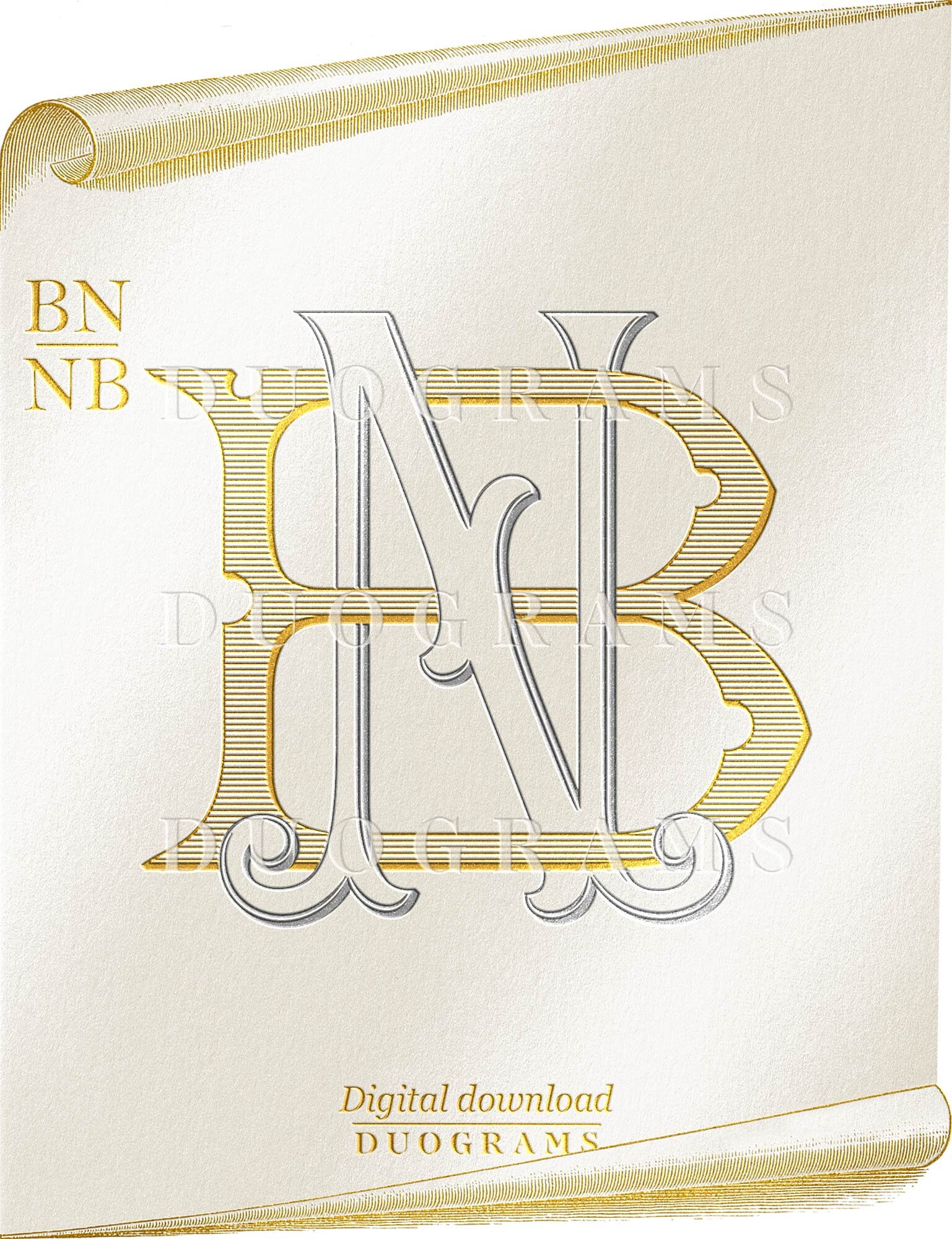 BN NB Wedding Monogram Logo Design SVG Two Letters Monogram B N Digital ...