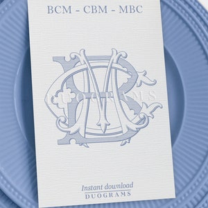 3 Letter Wedding Monogram CMB or BCM or MCB Interlocking Monogram Logo ...