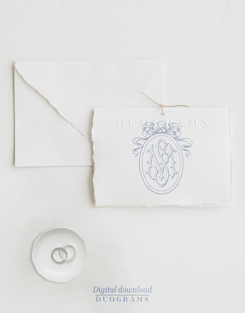 Two Letter Wedding Monogram Logo With Crest, Digital Download, SVG ...