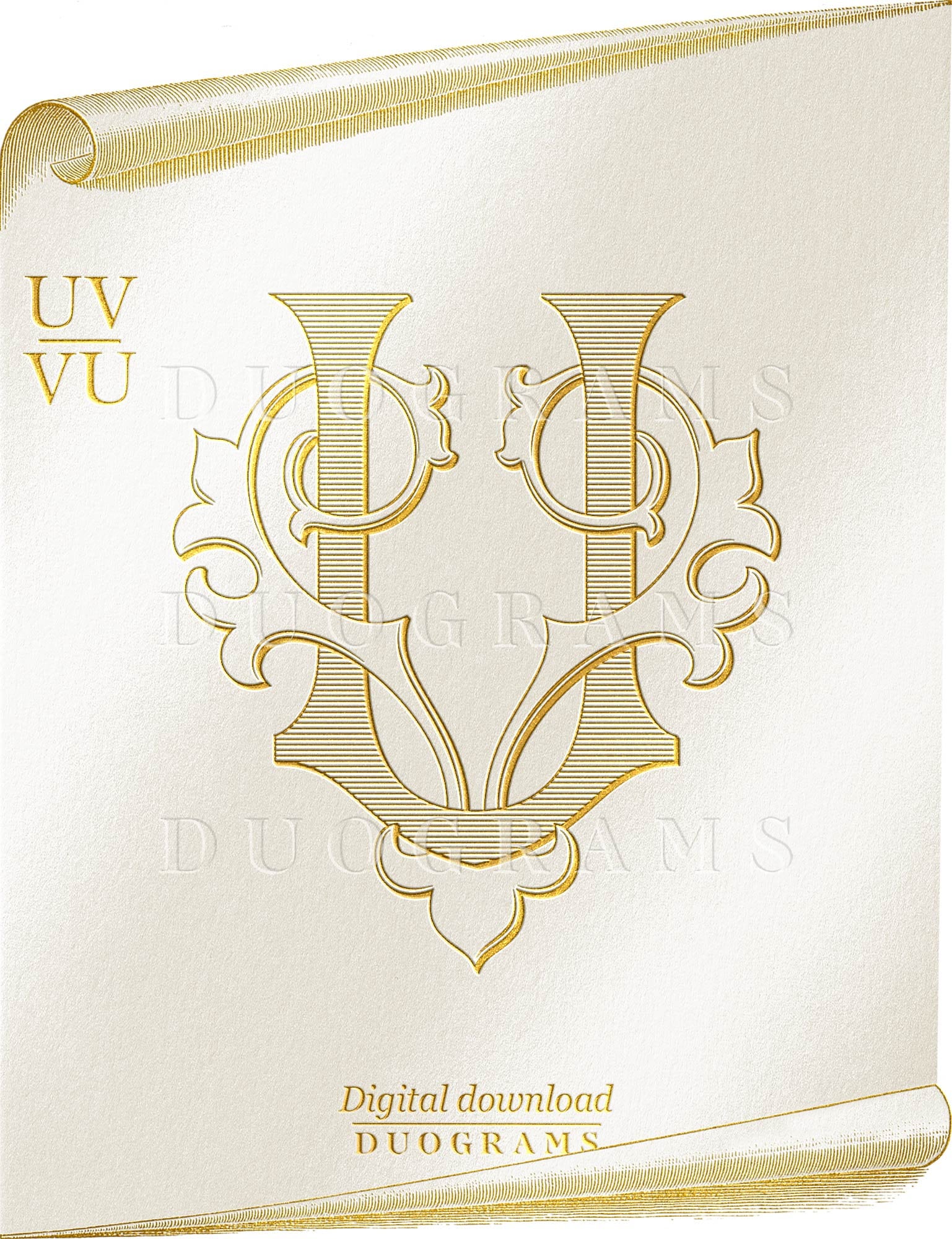 UV VU Wedding Monogram Logo Design U V V U Two Letter Monogram Initials ...
