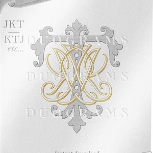 3 Letter Monogram Logo JKT or KTJ or TJK Interlocking Wedding Monogram ...