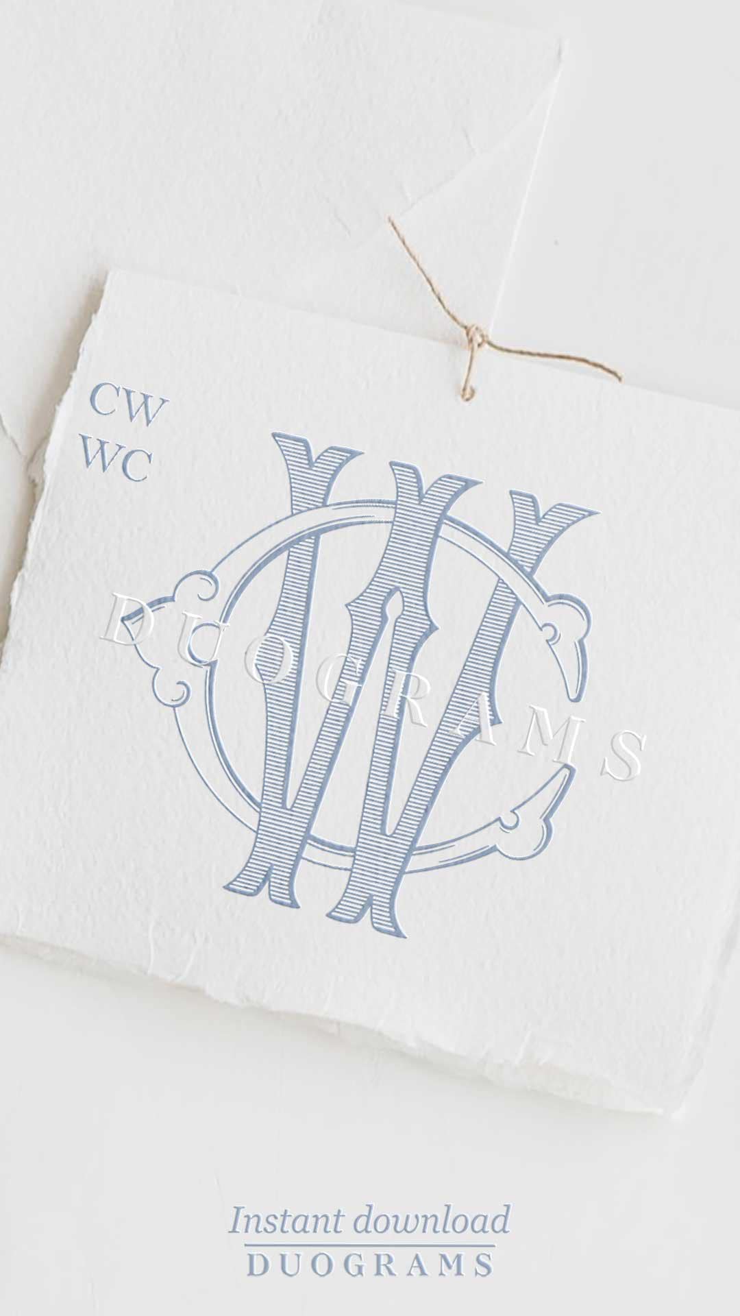 Wedding Monogram CW or WC Two Letter Monogram Logo Design C W Instant ...