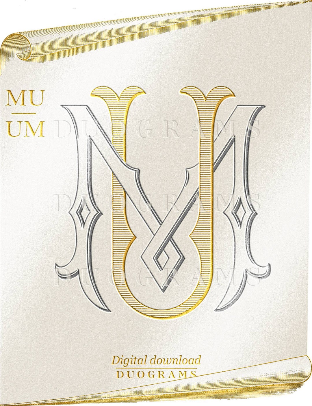 Wedding Monogram Logo Design MU UM Monogram Wreath SVG Digital Download ...