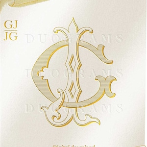GJ JG Vintage Wedding Monogram Logo Designs SVG Digital Download G J - Etsy