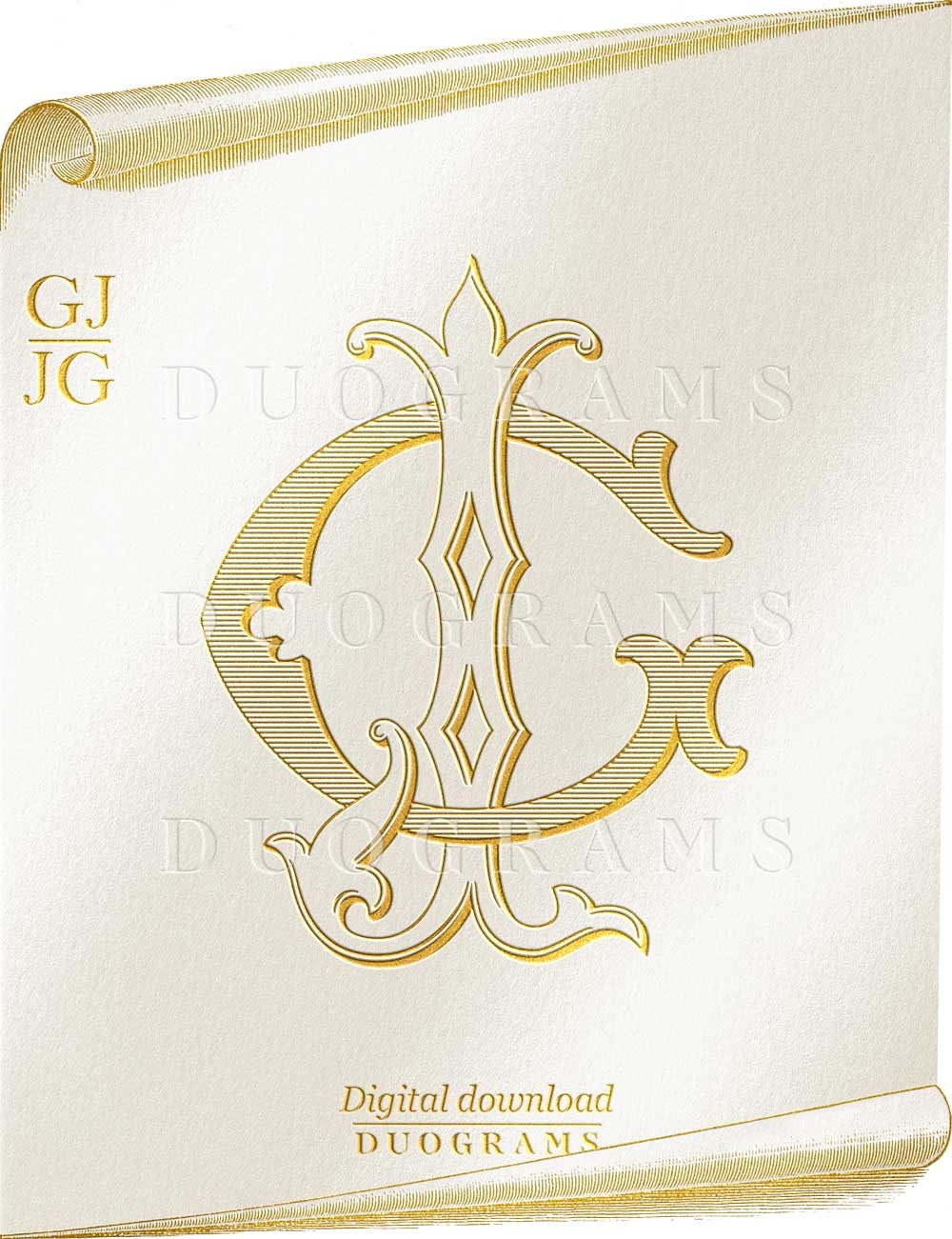 GJ JG Vintage Wedding Monogram Logo Designs SVG Digital Download G J - Etsy