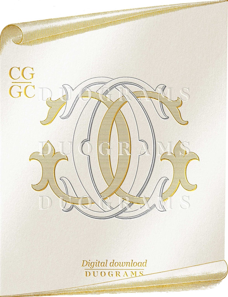 Interlocking Wedding Monogram CG or GC, 2 Letter Monogram Logo Design ...