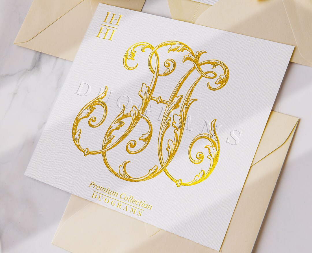 HI HJ Vintage Monogram Letters IH J H Digital Download - Etsy