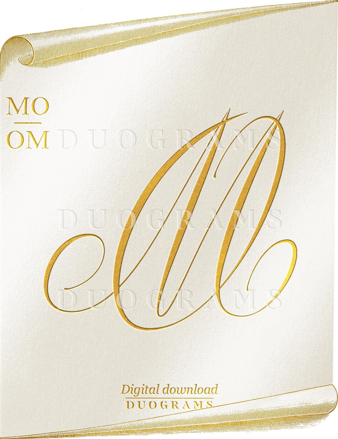 OM MO Wedding Monogram Logo O M Vintage Monogram (Download Now) - Etsy