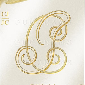 CJ JC Wedding Monogram Logo Vintage Duogram J C Intertwined - Etsy