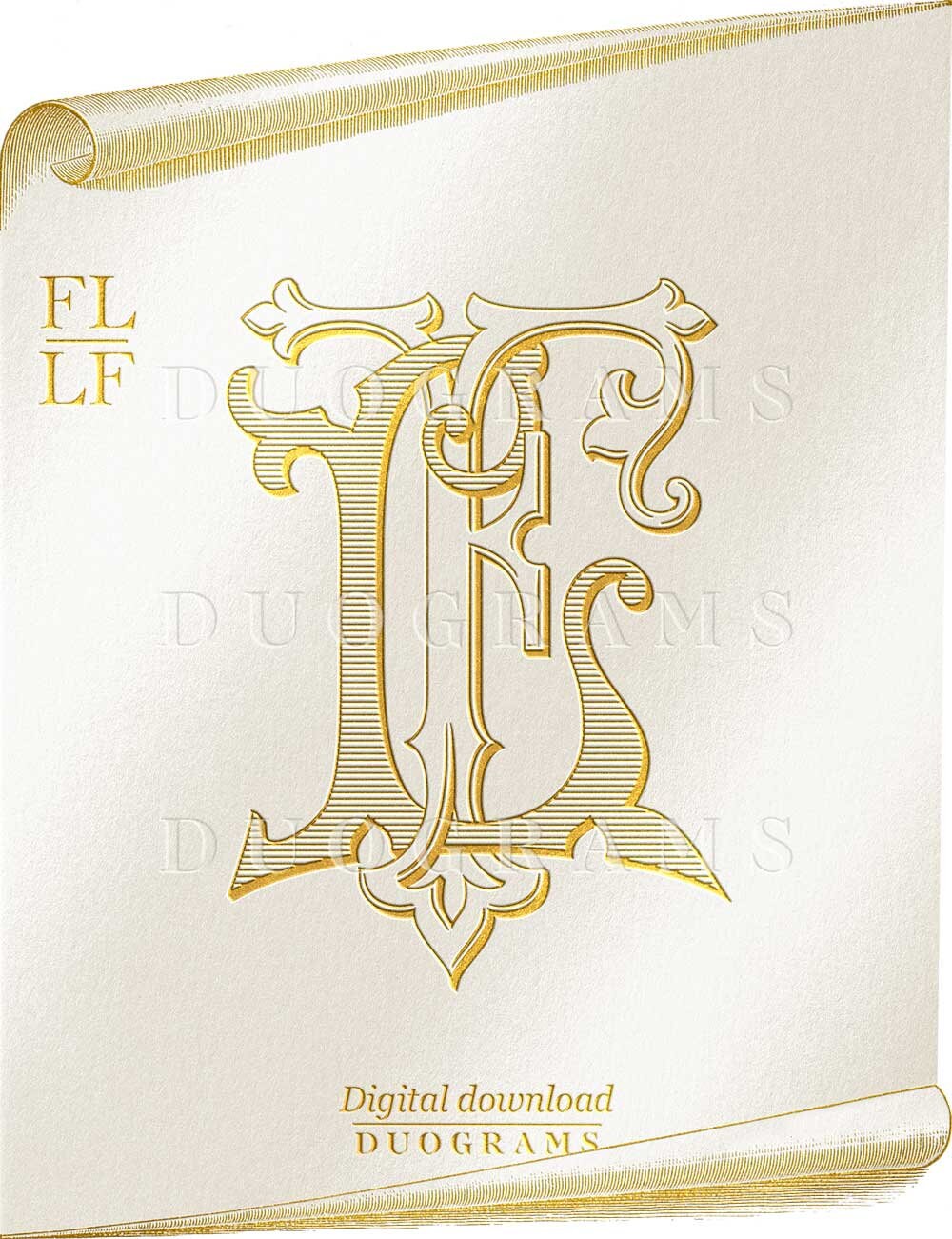 FL LF Vintage Wedding Monogram Logo Design F L Digital Download + 2 ...