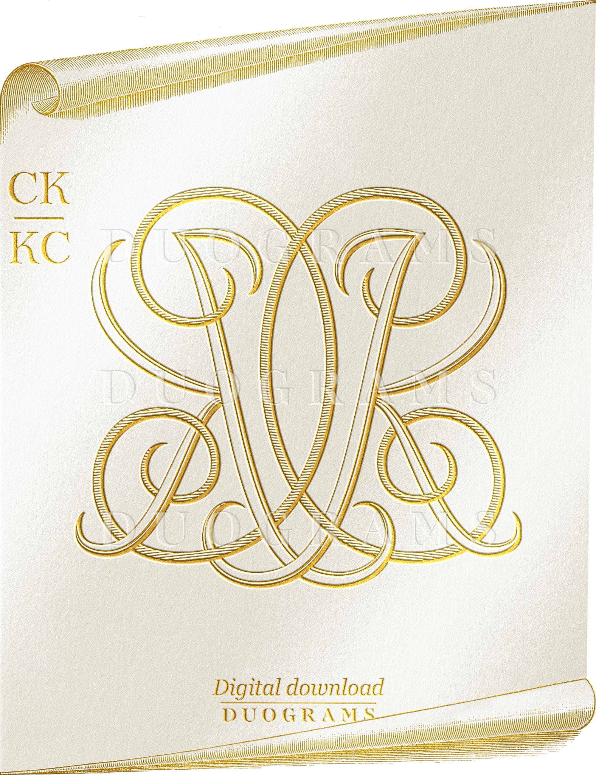 Wedding Monogram Logo Design CK KC Monogram Wreath SVG Digital Download ...