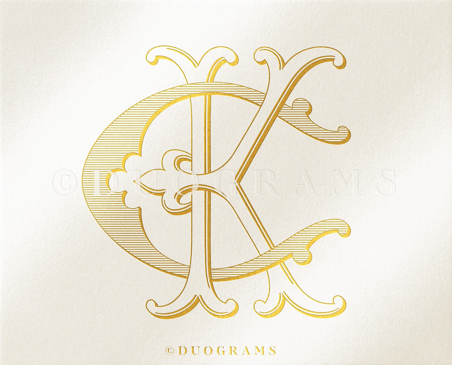 CK KC Wedding Monogram Logo Vintage Duogram K C Intertwined | Etsy