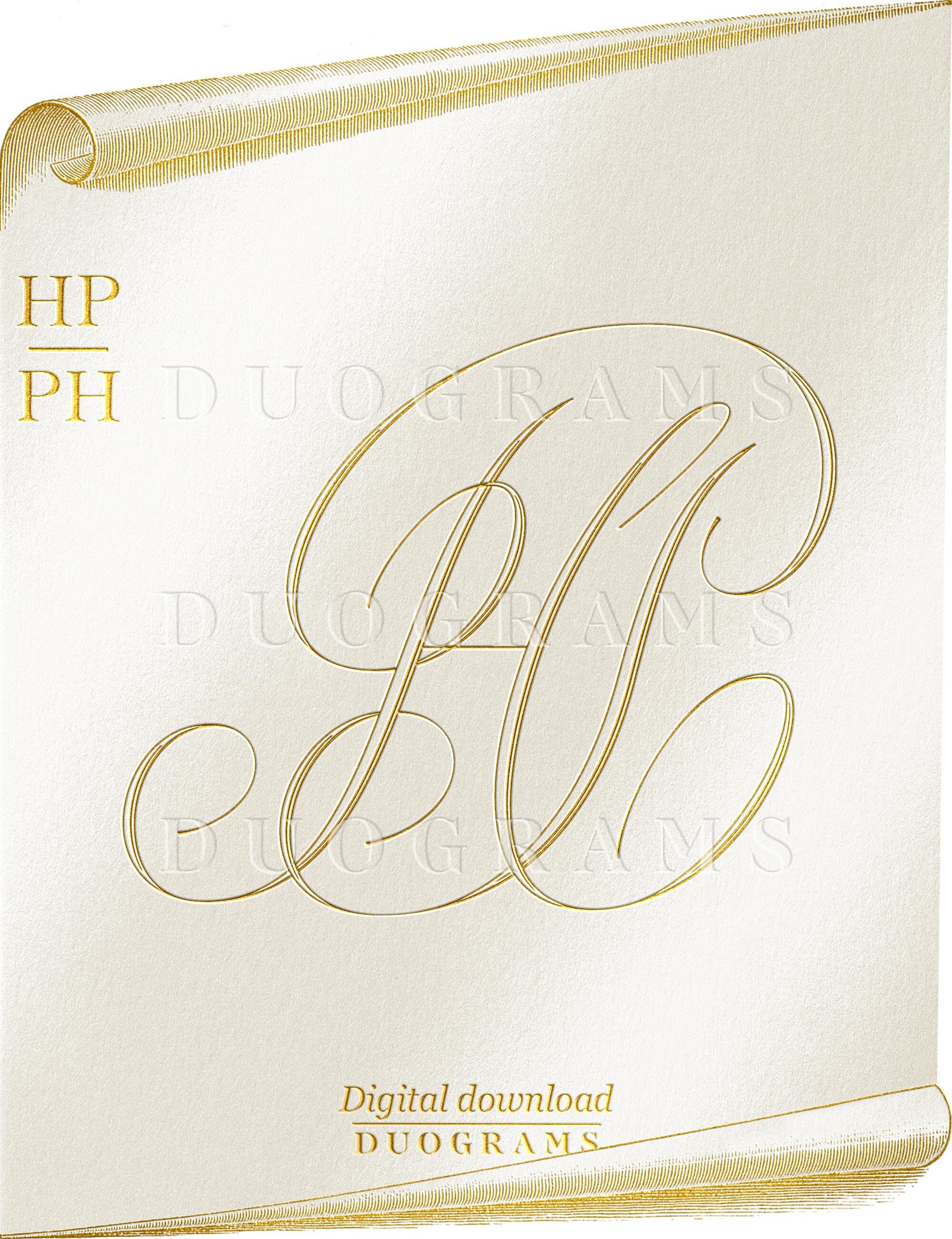 HP Elegant Wedding Monogram Logo PH Vintage Duogram - Etsy