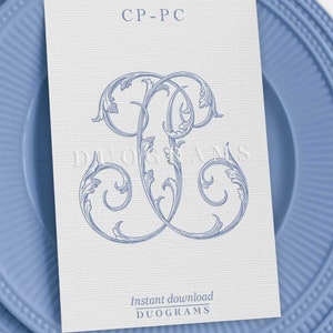 CP PC Vintage Wedding Monogram Logo Design C P Two Letter Monogram P C ...
