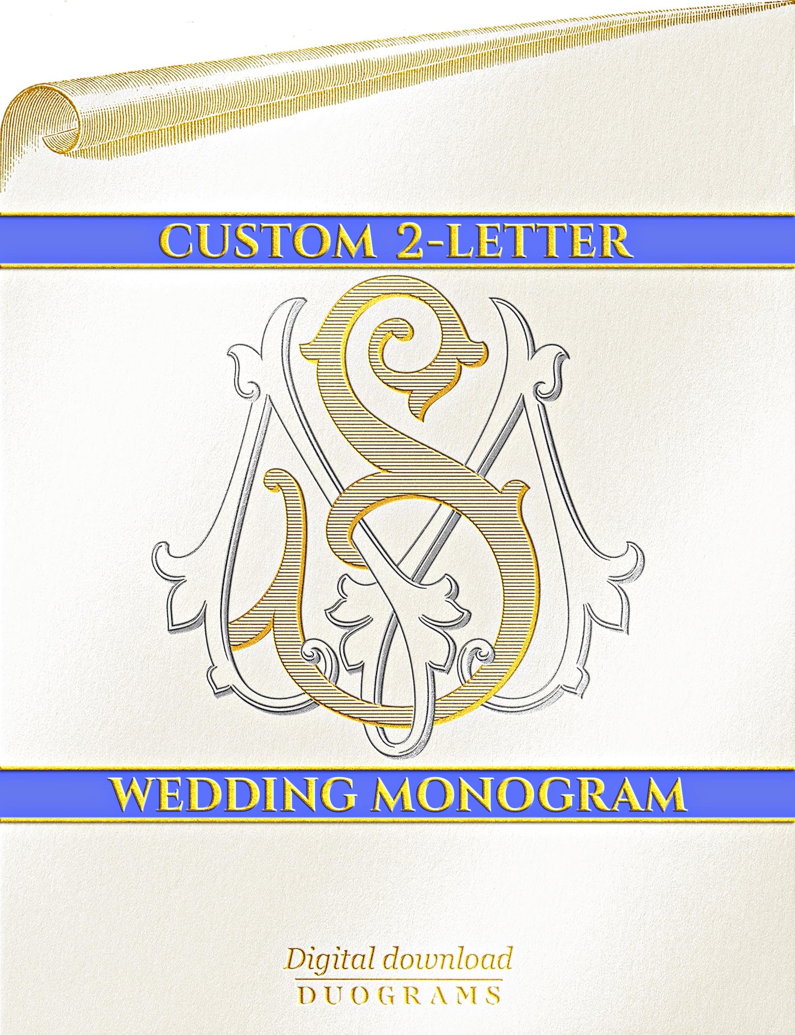 Personalized 2-letter Wedding Monogram Logo Design – Custom ...