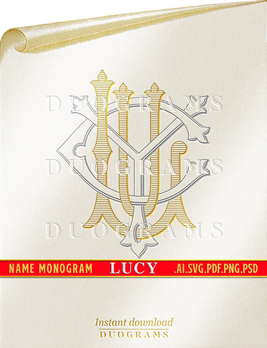 LUCY Name Monogram Logo, 4 Letter Monogram, Personalized Name, Custom ...