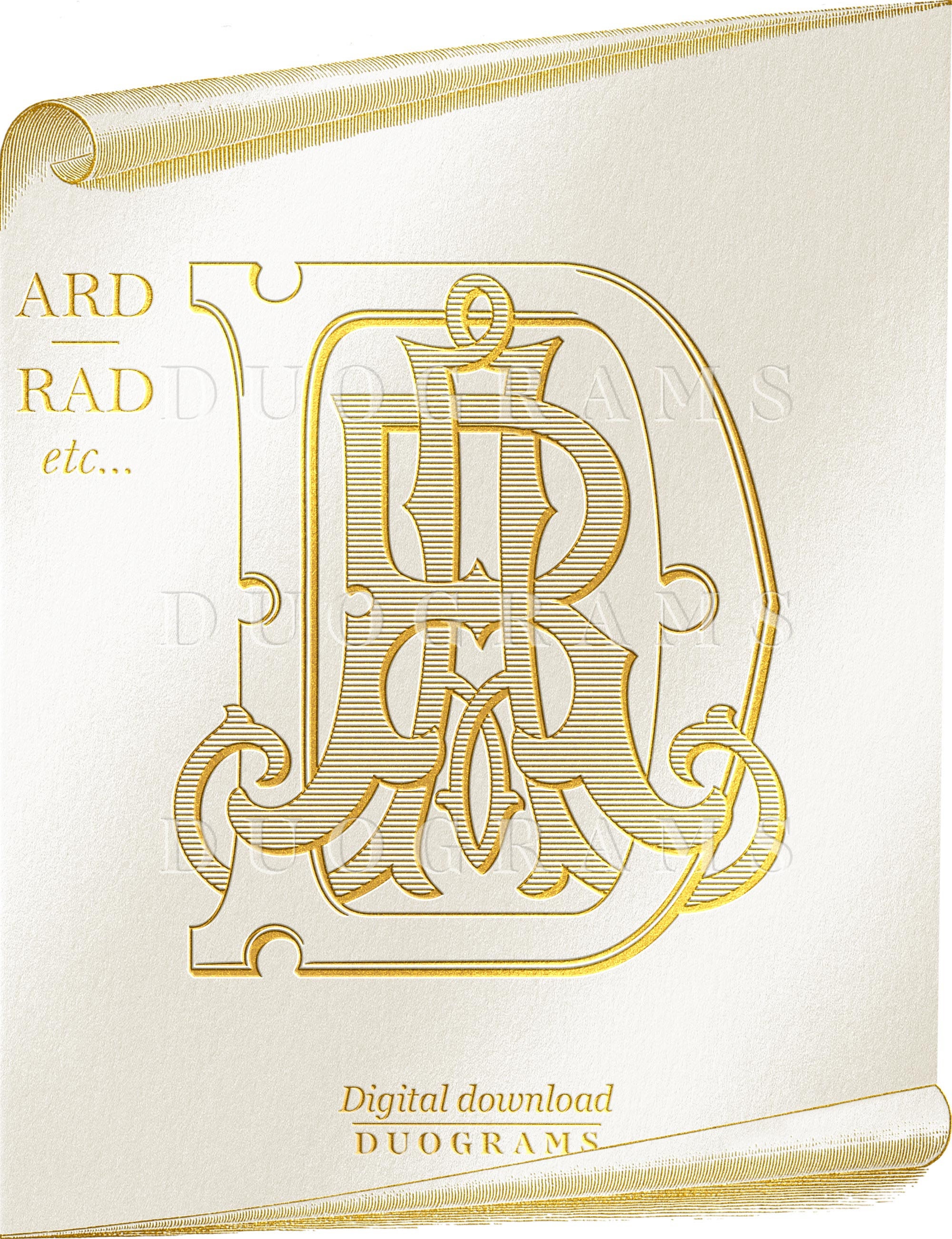 3 Letter Monogram ADR Wedding Monogram DAR RAD - Etsy