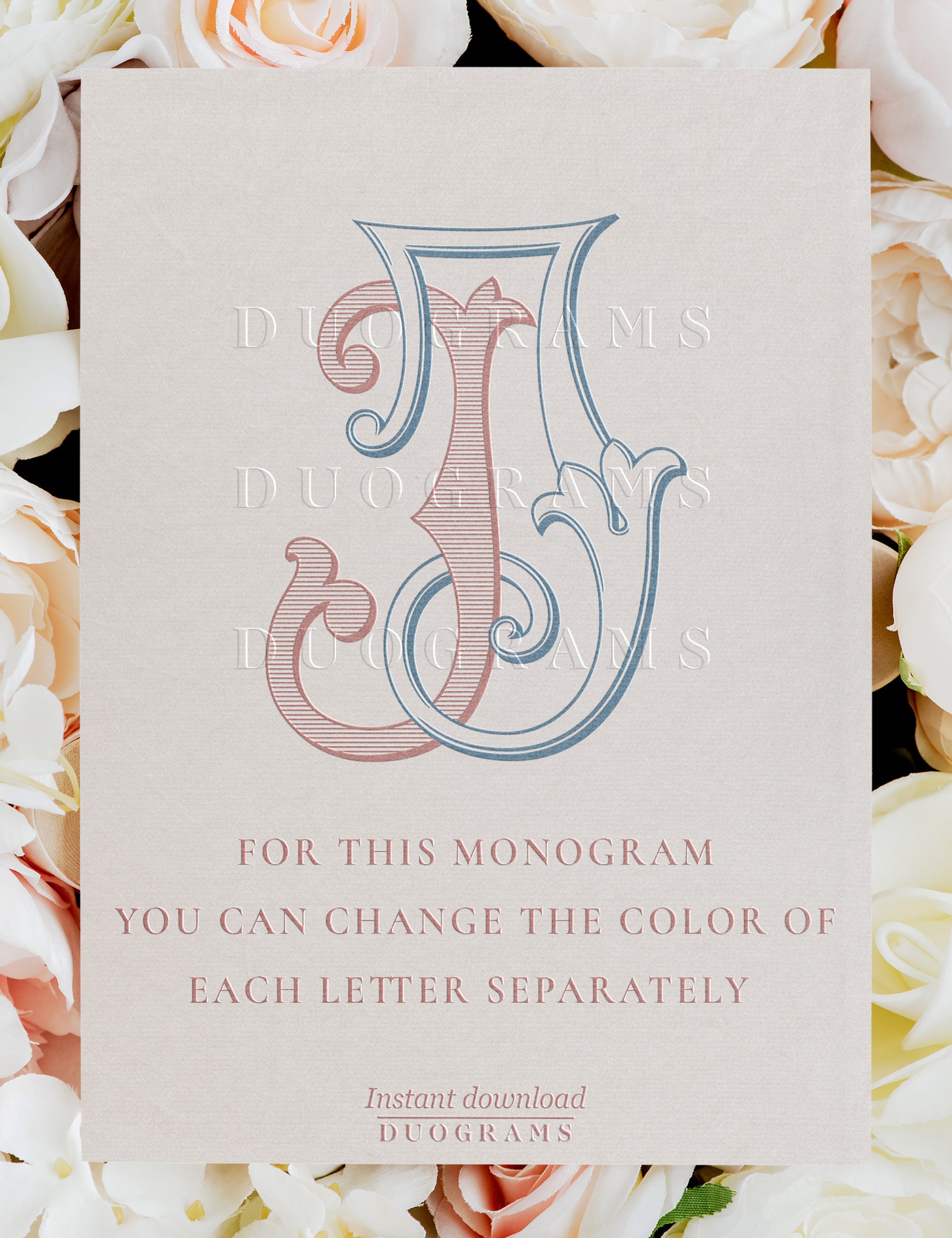 Double J Vintage Wedding Monogram Logo JJ Digital Download - Etsy