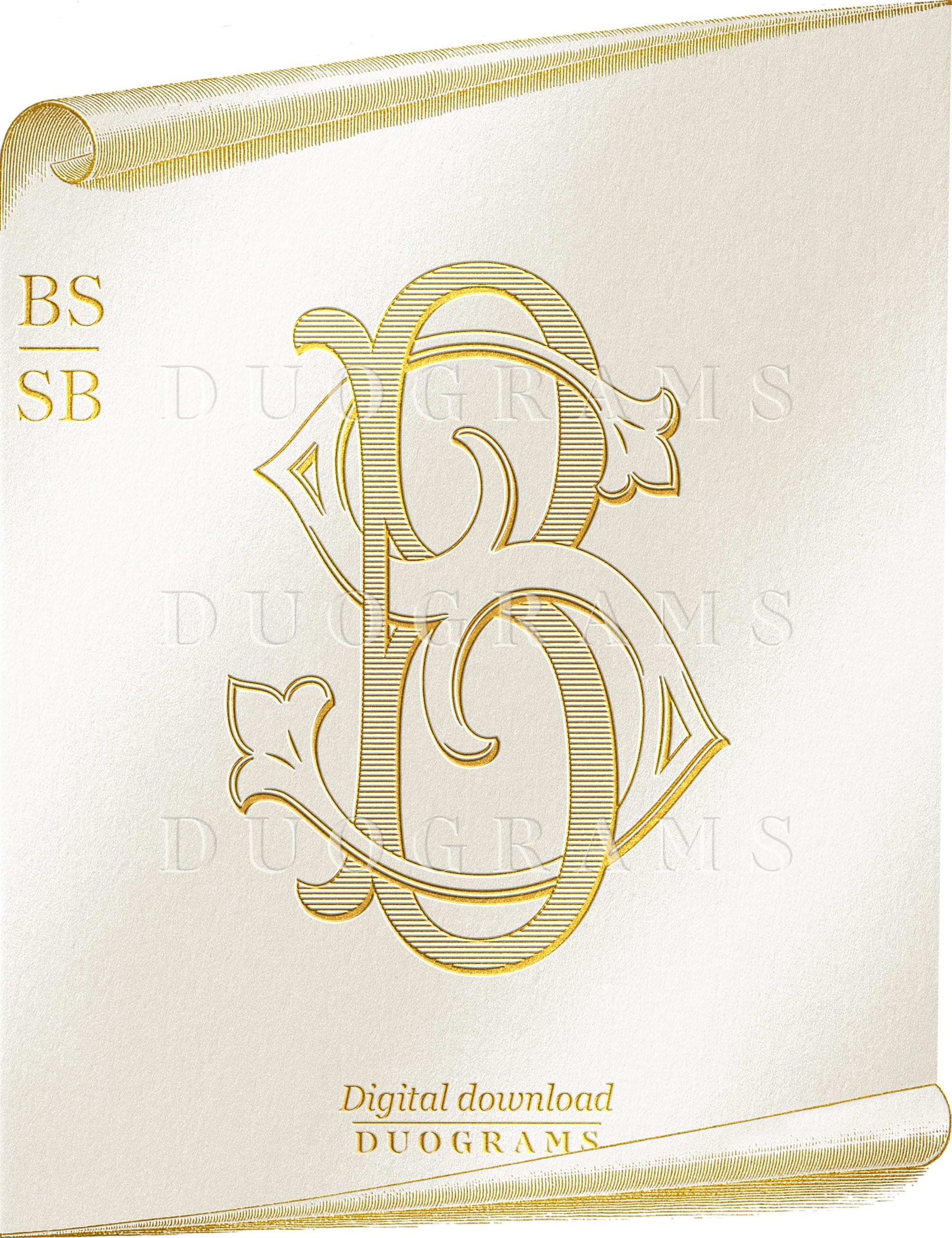Vintage Wedding Monogram Logo BS SB Duogram B S Intertwined Monogram ...