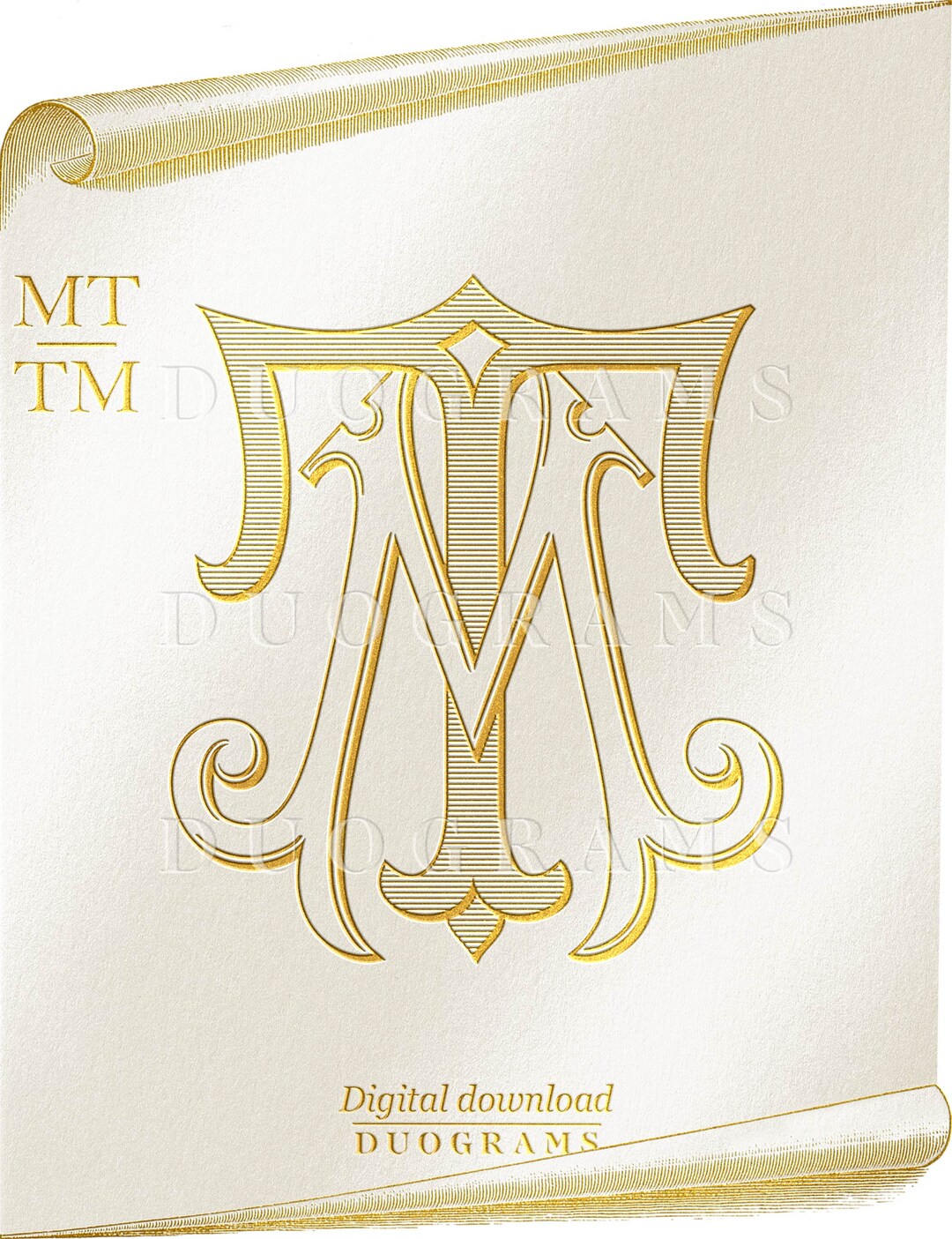 Monogram Logo Design MT TM Monogram Wreath SVG Digital - Etsy