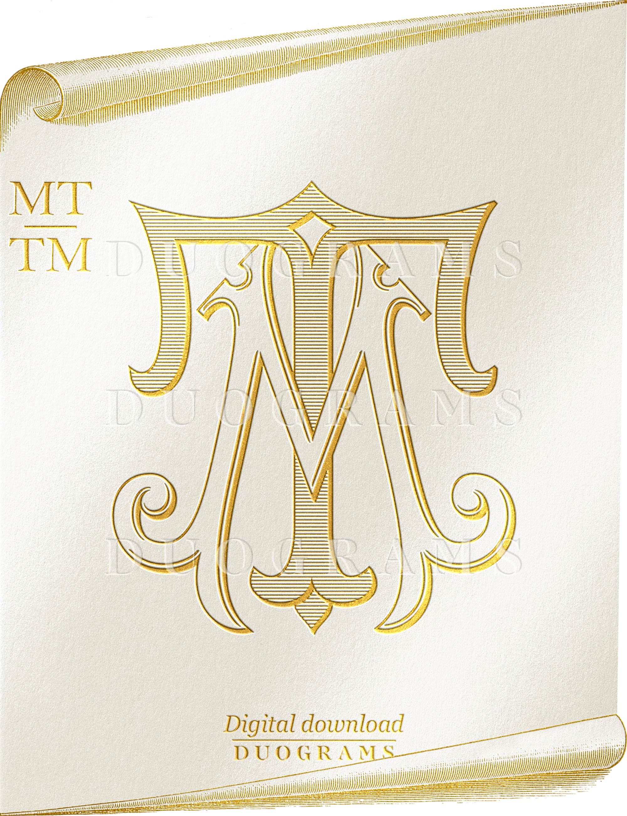 Monogram Logo Design MT TM Monogram Wreath SVG Digital Download - Etsy