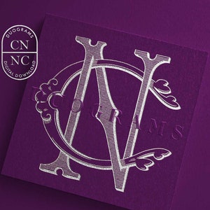 Wedding Monogram Logo Designs CN or NC Two Letter Interlocking Monogram ...