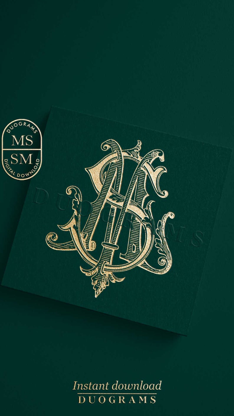 MS SM Interlocking Vintage Wedding Monogram Logo Design M S Two Letter ...