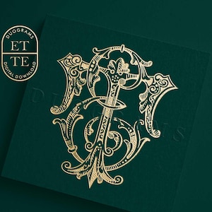 Interlocking Vintage Monogram ET or TE Two Letter Monogram Logo Design ...