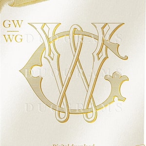 Vintage Wedding Monogram Logo GW Digital Download WG - Etsy
