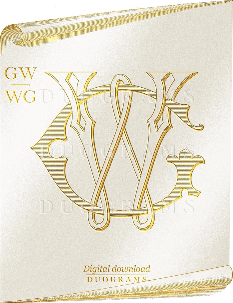 Vintage Wedding Monogram Logo GW Digital Download WG - Etsy