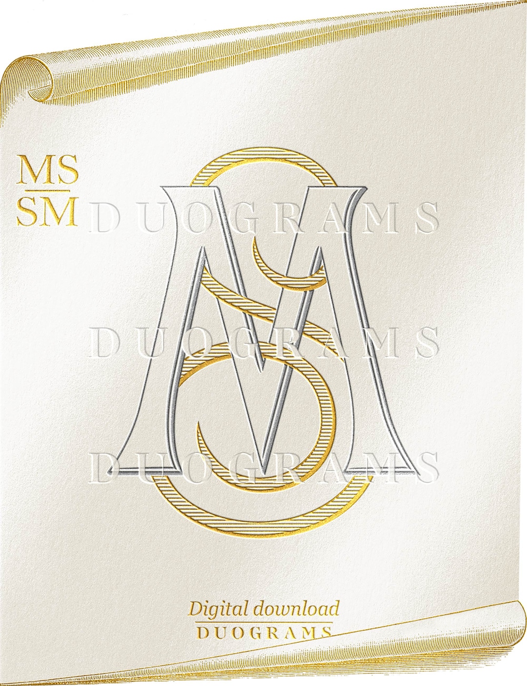 2 Letter Monogram MS or SM Wedding Monogram Logo Design M S Wedding ...