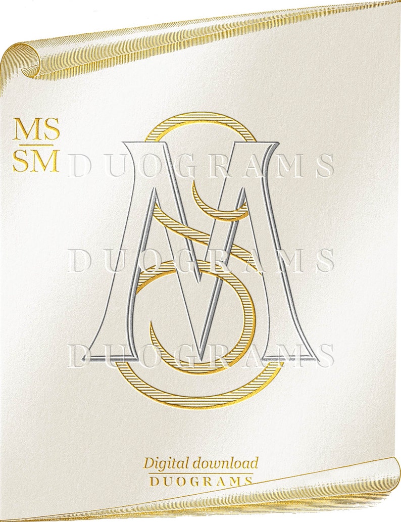 2 Letter Monogram MS or SM Wedding Monogram Logo Design M S Wedding ...