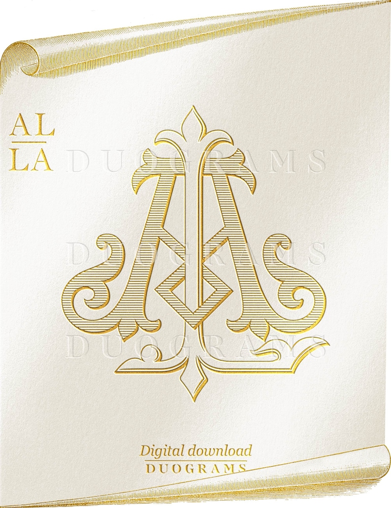 Vintage Monogram Logo Design AL LA Monogram Wreath SVG Digital Download ...