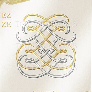 Wedding Monogram Logo Design EZ ZE Monogram Wreath SVG Digital Download ...