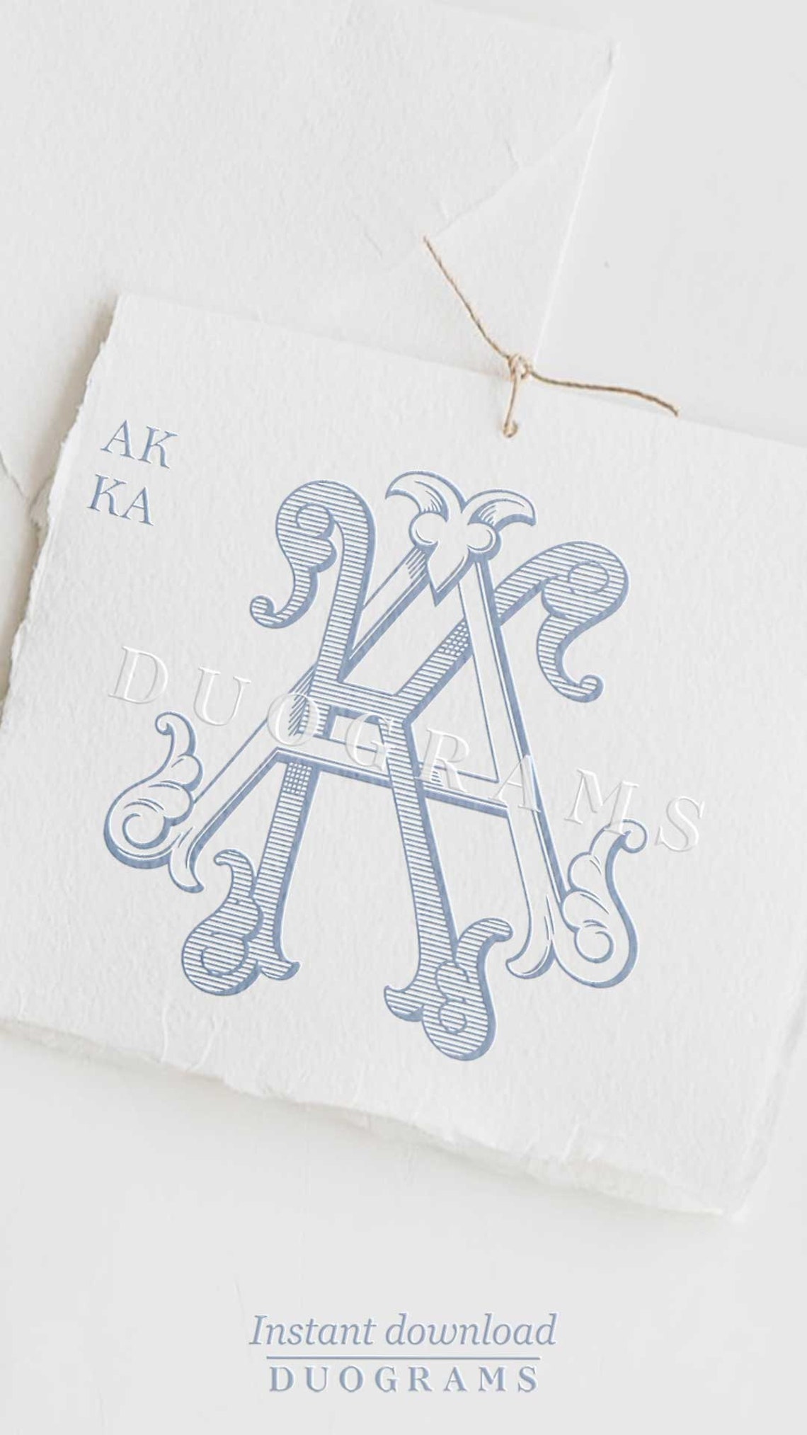 Vintage Wedding Monogram Logo AK or KA Interlocking Monogram Design A K ...