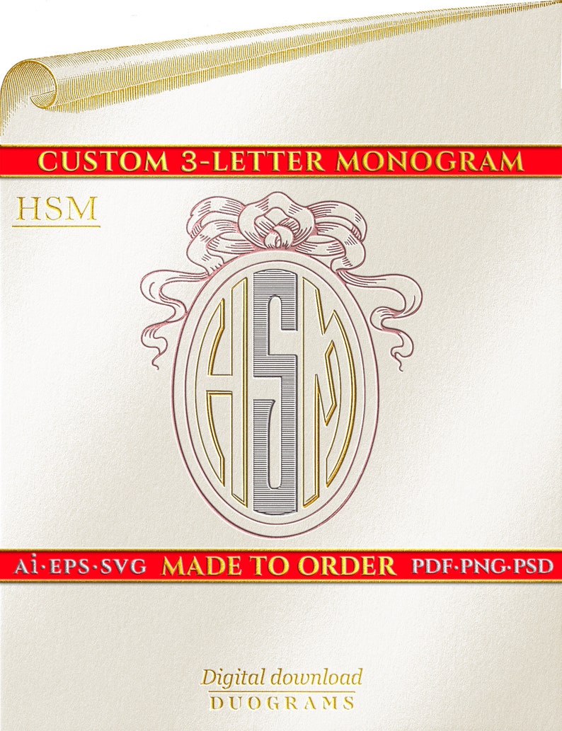 Three Letter Monogram, Bow Monogram, Custom Wedding Monogram Logo SVG ...
