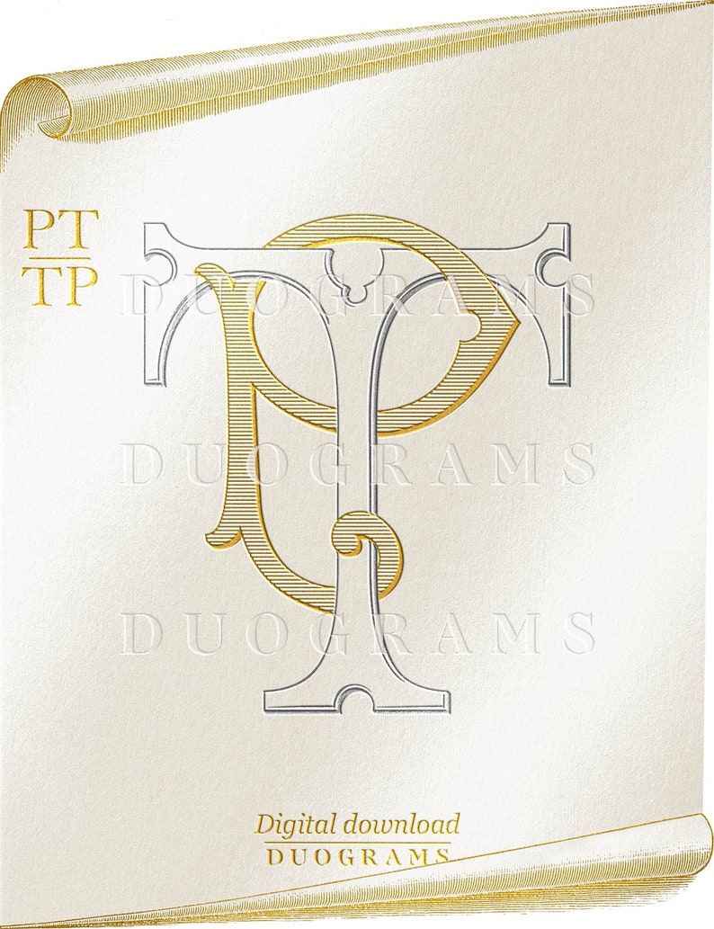 PT TP Wedding Monogram Logo Design P T Two Letter Monogram SVG Digital ...