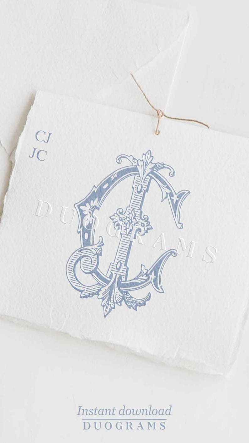 CJ JC Vintage Wedding Monogram Logo Design SVG Two Letters Monogram C J ...