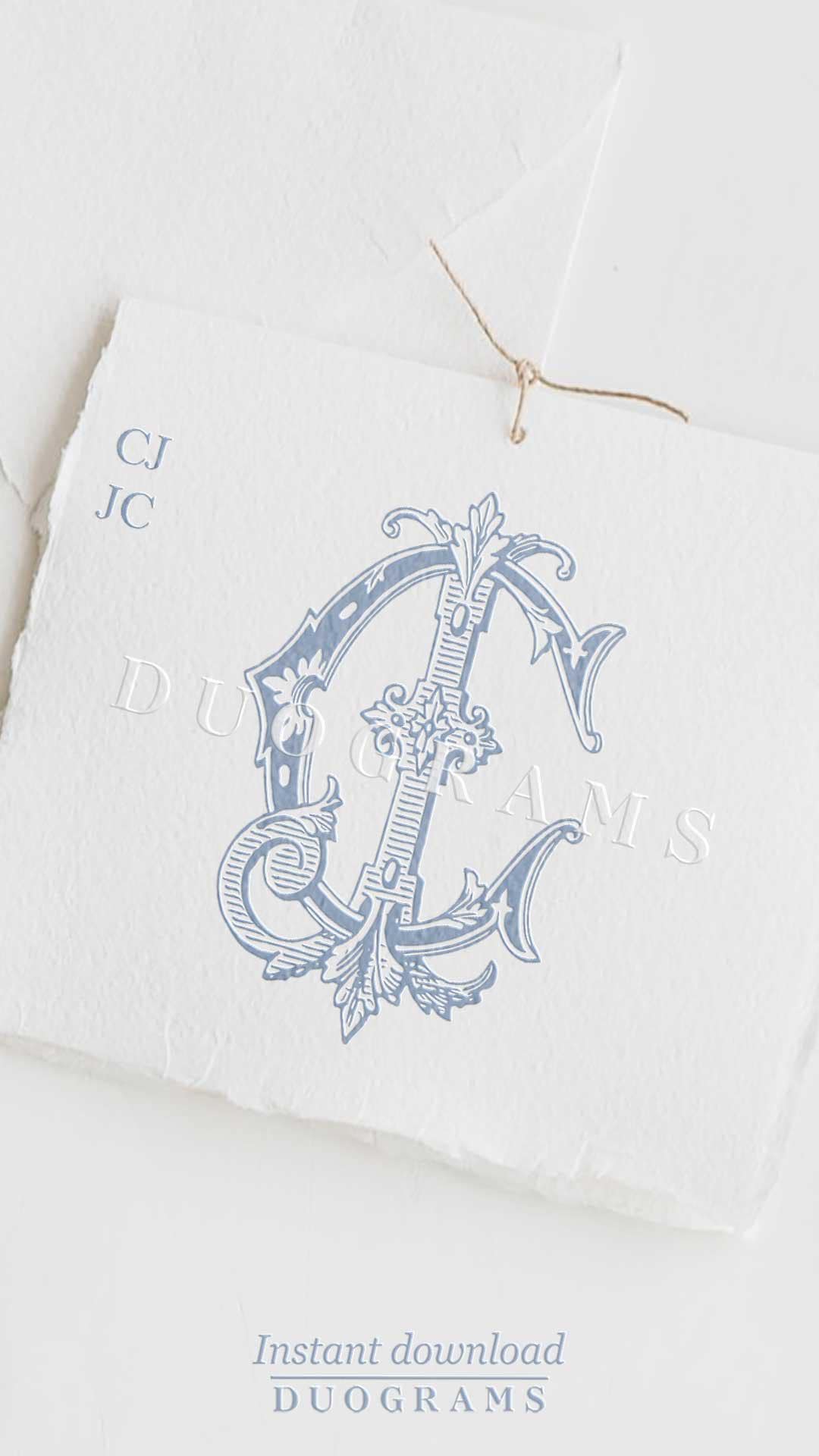 CJ JC Vintage Wedding Monogram Logo Design SVG Two Letters Monogram C J ...