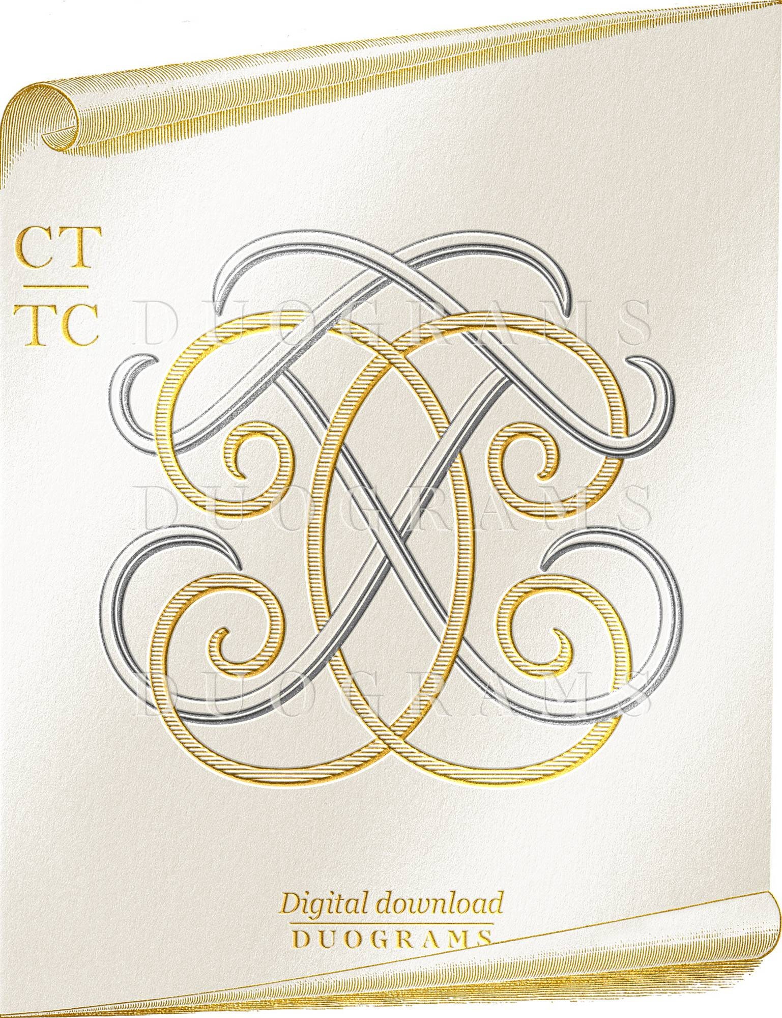 Wedding Monogram Logo CT TC Monogram Wreath SVG - Etsy