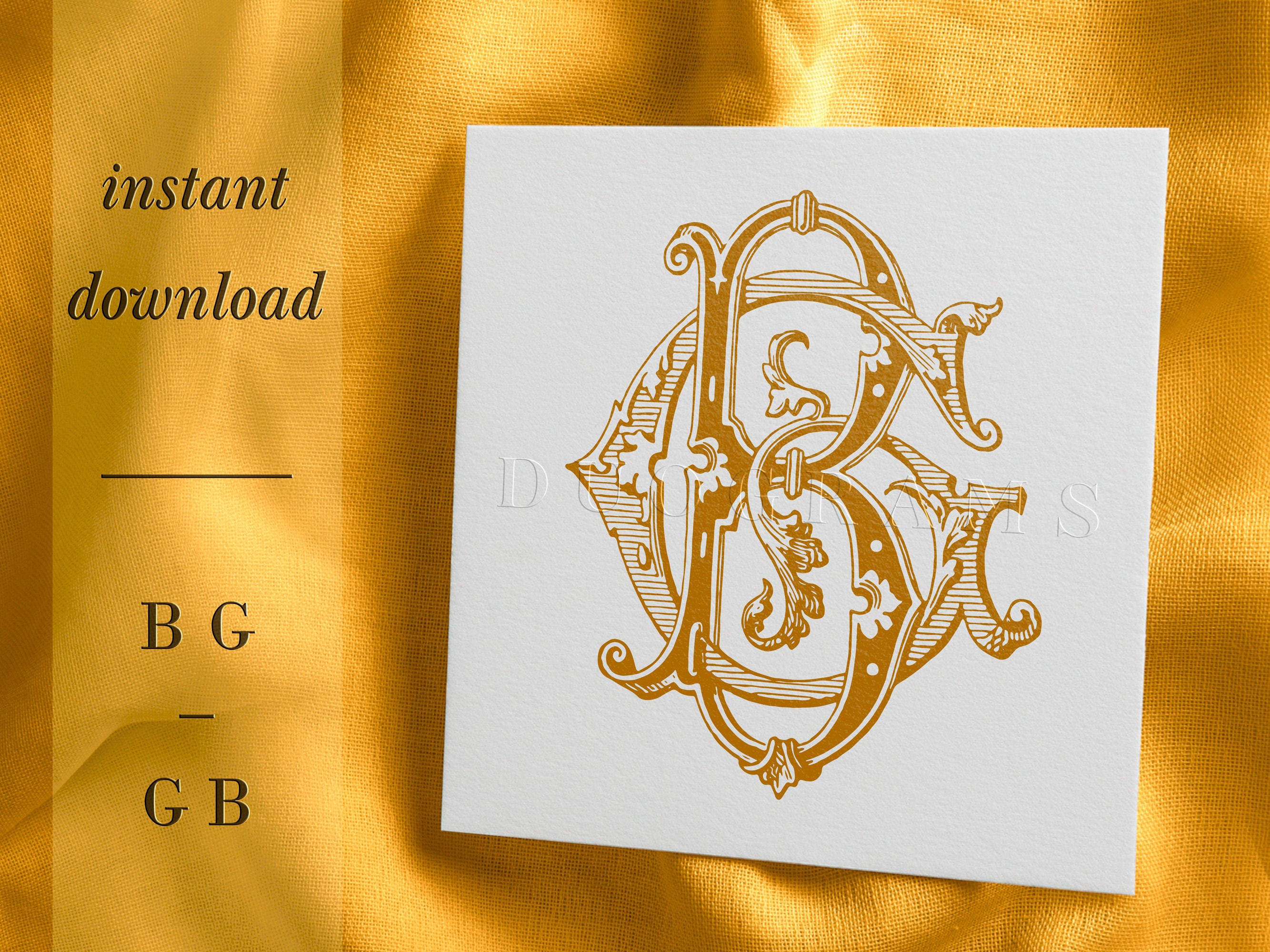 BG GB Vintage Monogram Logo Design B G Digital Download SVG Monogram ...