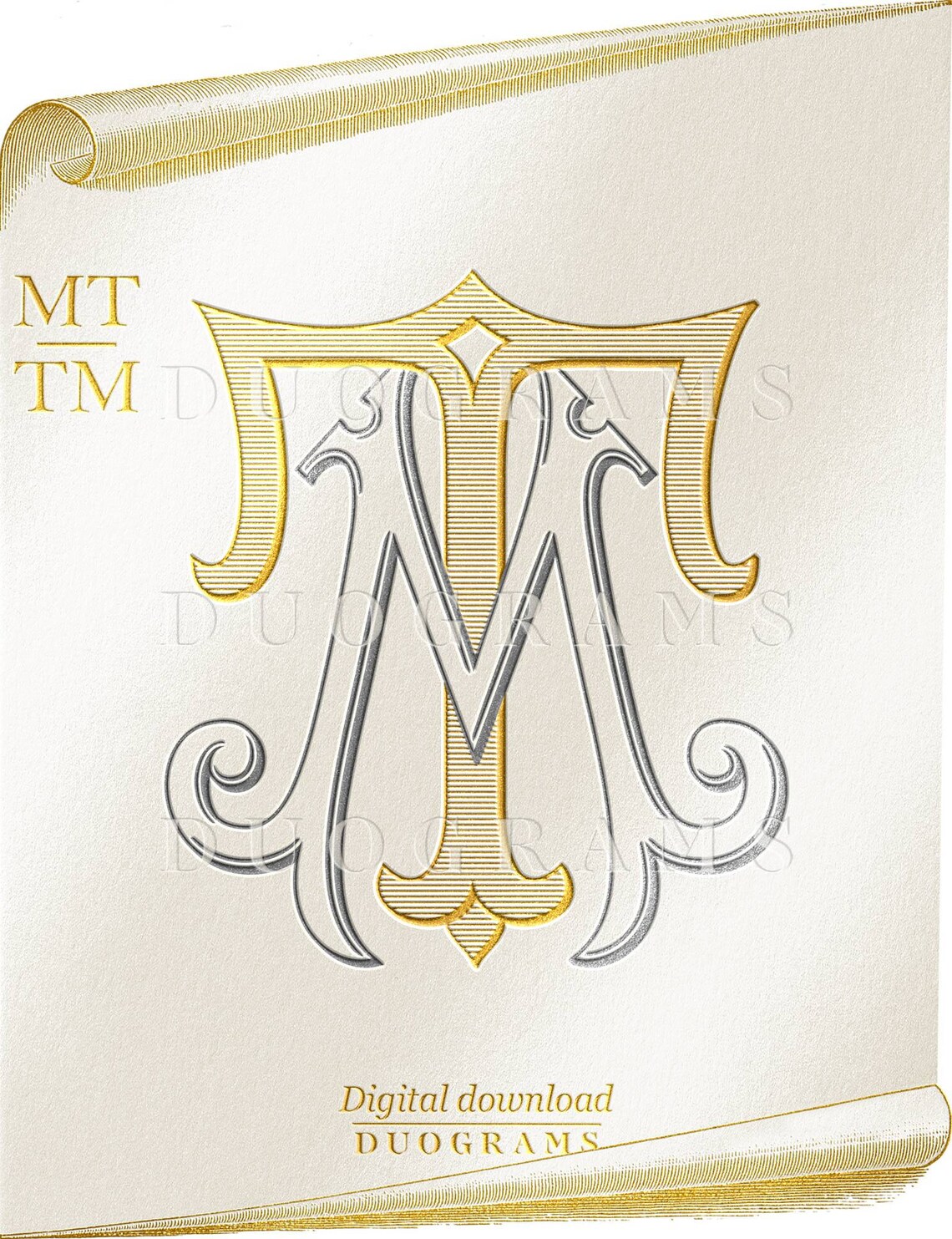 Monogram Logo Design MT TM Monogram Wreath SVG Digital Download - Etsy