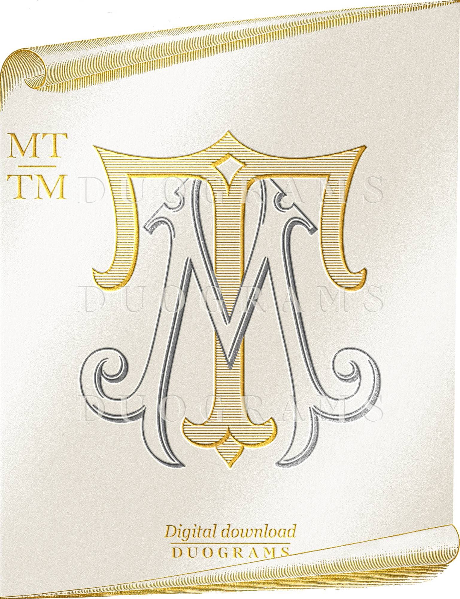 Monogram Logo Design MT TM Monogram Wreath SVG Digital Download - Etsy