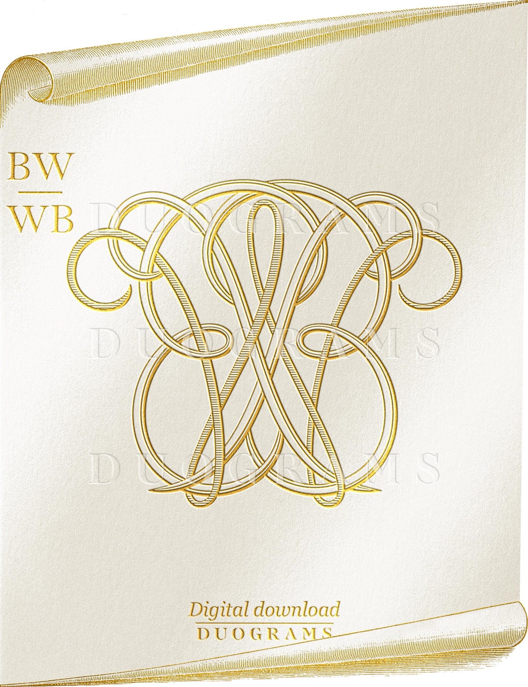 Wedding Monogram Logo Design BW WB Monogram Wreath SVG Digital Download ...